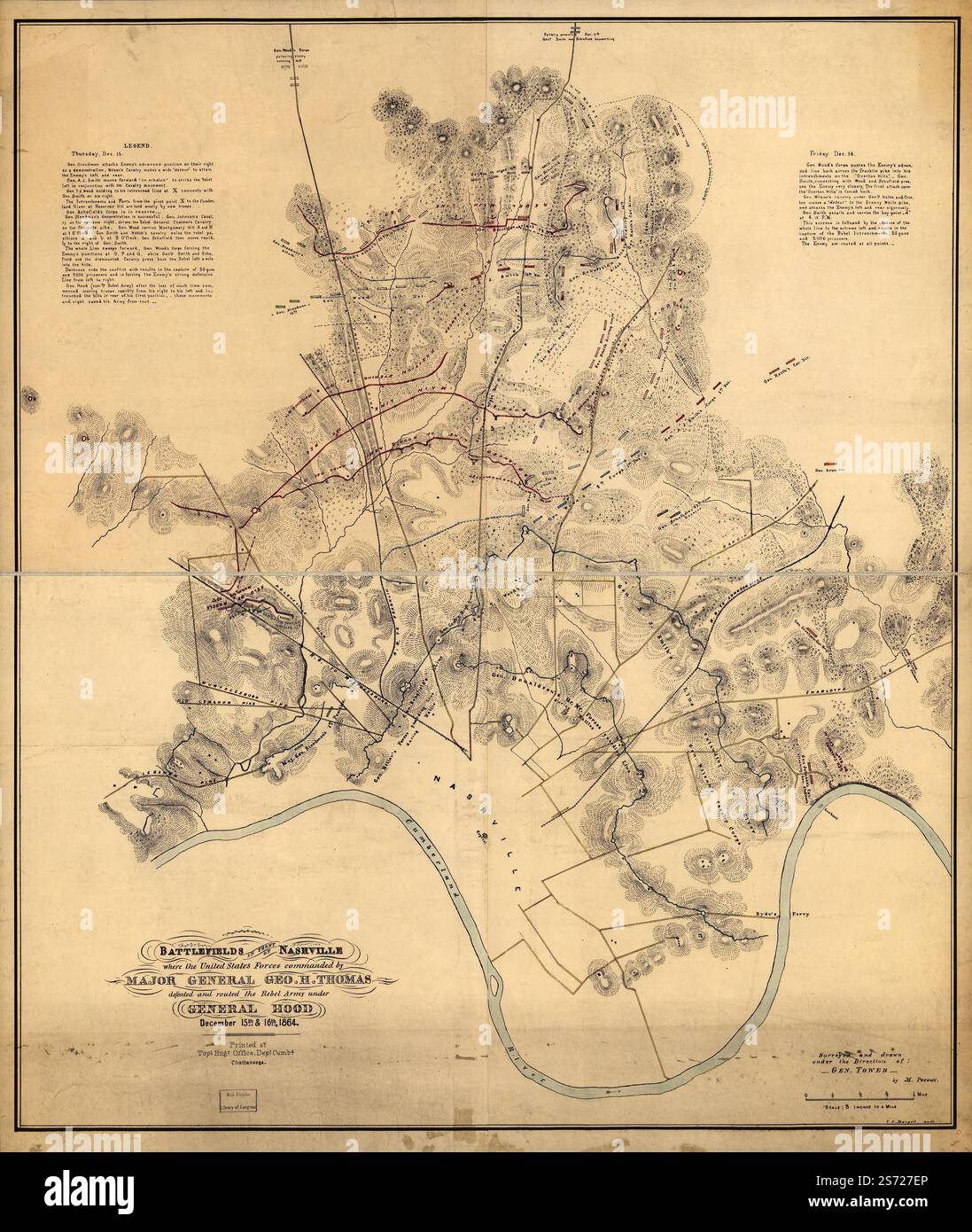Battlefields in front of Nashville where the United States forces ...