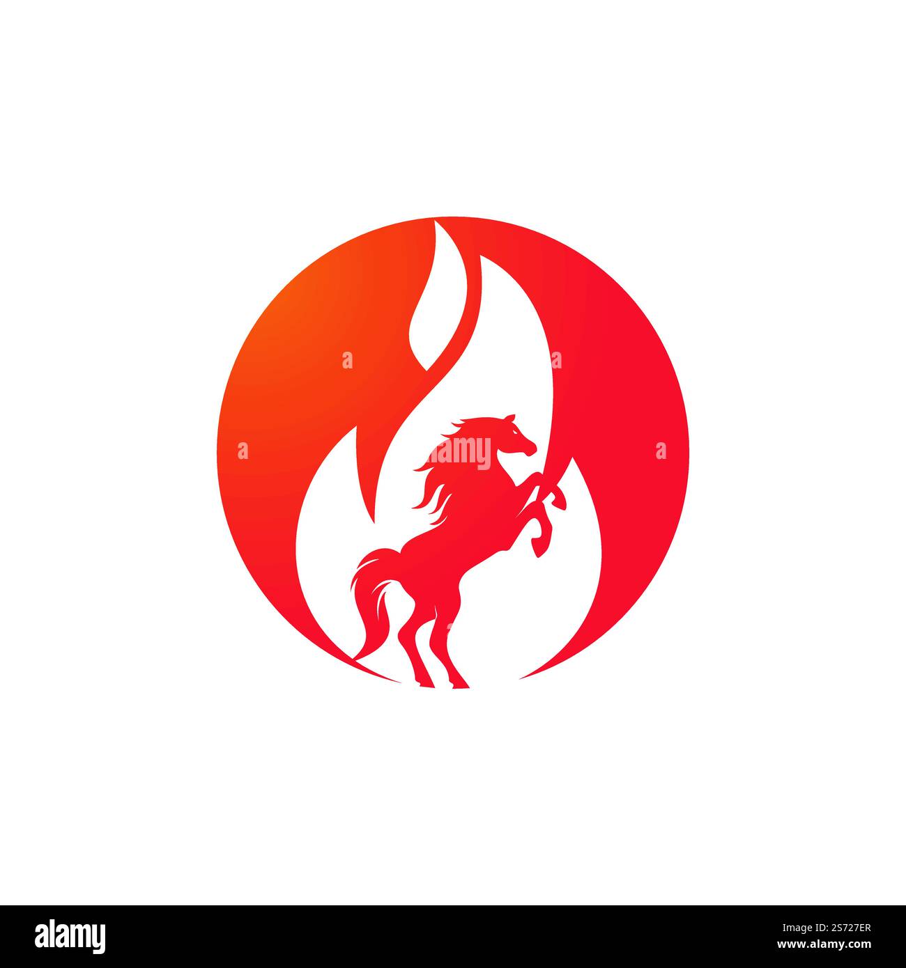 Burning horse in fire flame logo vector design template. Speed, freedom ...