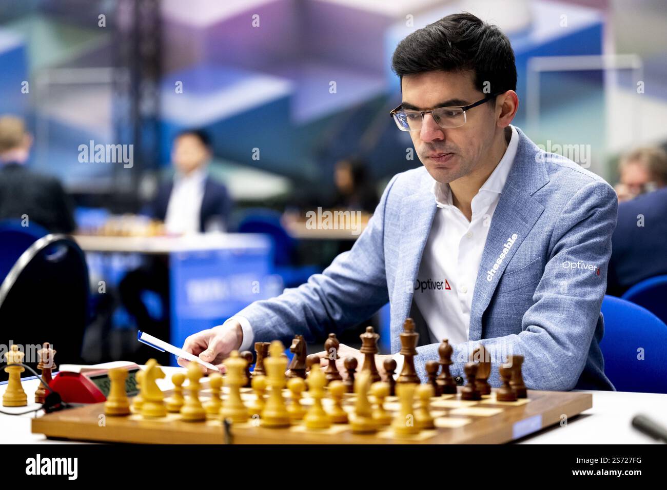 WIJK AAN ZEE - Anish Giri (Netherlands) plays his first round of chess ...