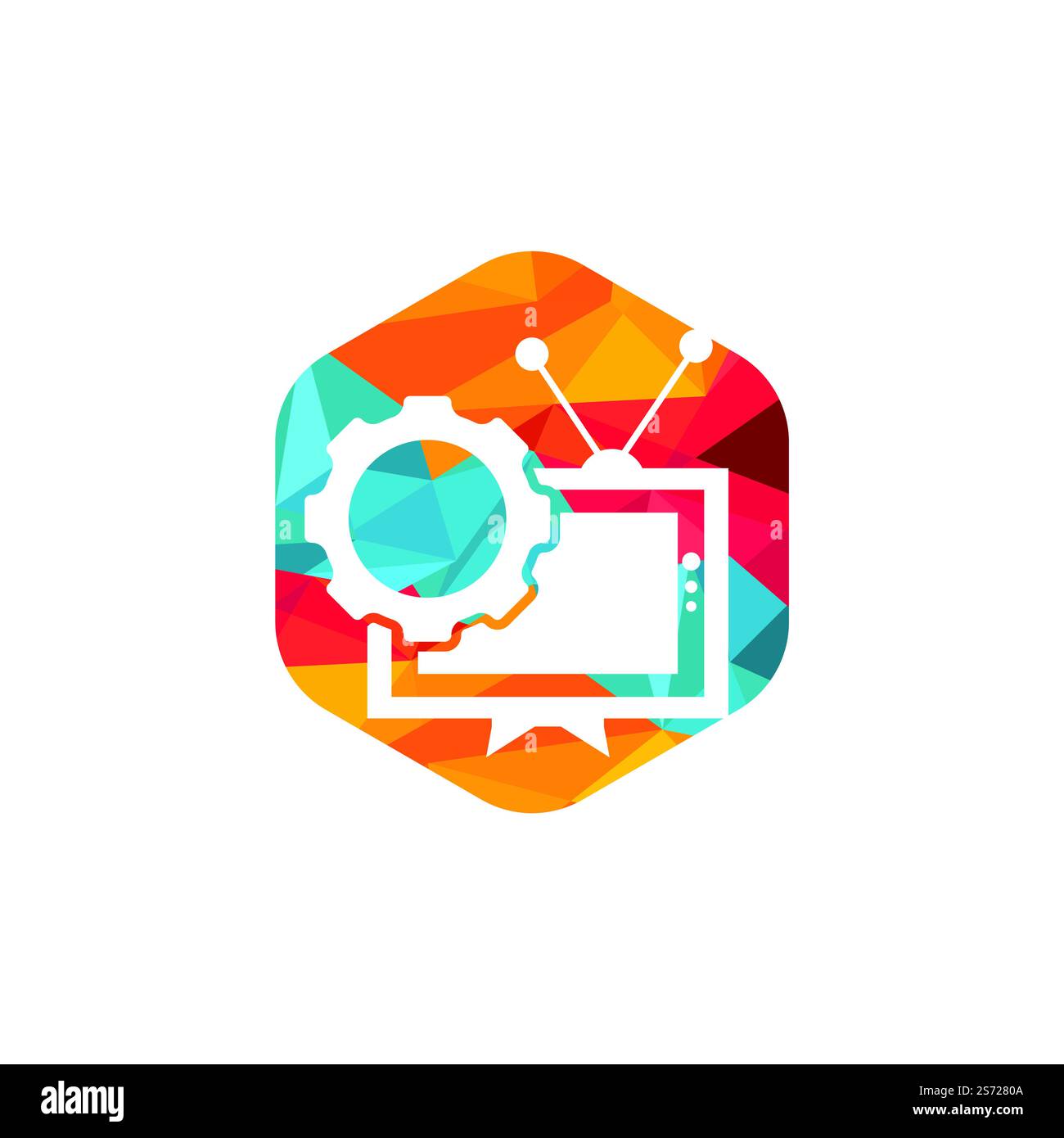 Television Gear vector logo design. TV repair logo. Television and ...
