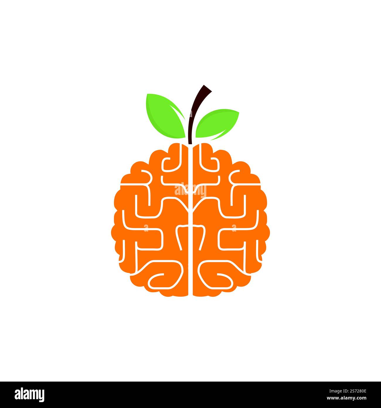 Orange brain vector logo design. Logo of a fruit style brain Stock ...