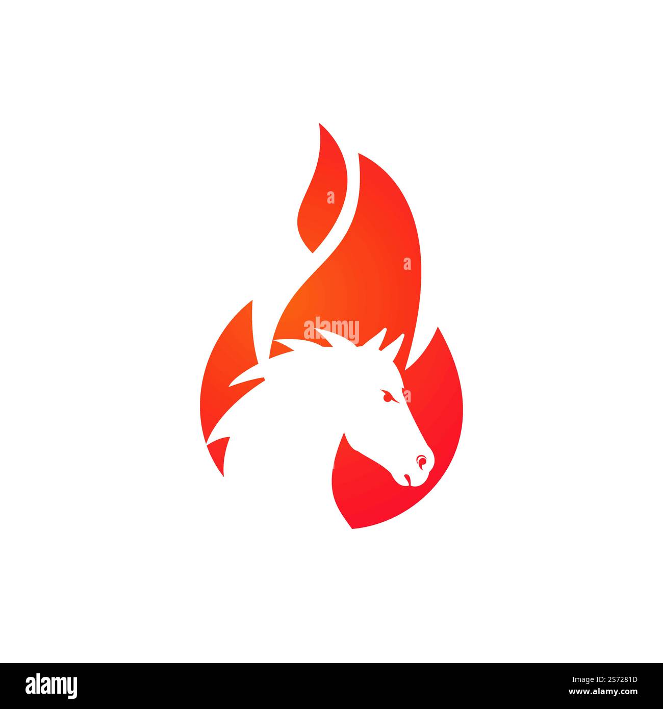Burning horse in fire flame logo vector design template. Speed, freedom ...