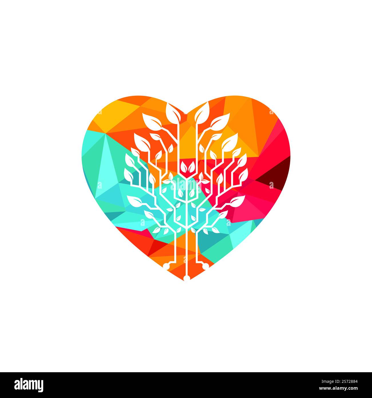 Tech tree vector logo design template. Connecting network tree with ...