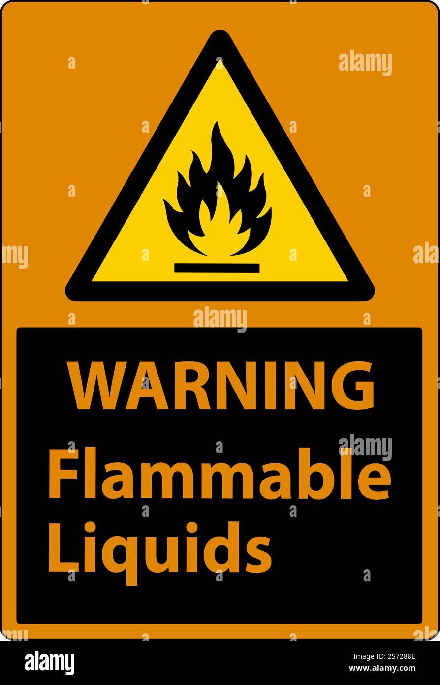 Warning Flammable Liquids Sign On White Background Stock Vector Image ...