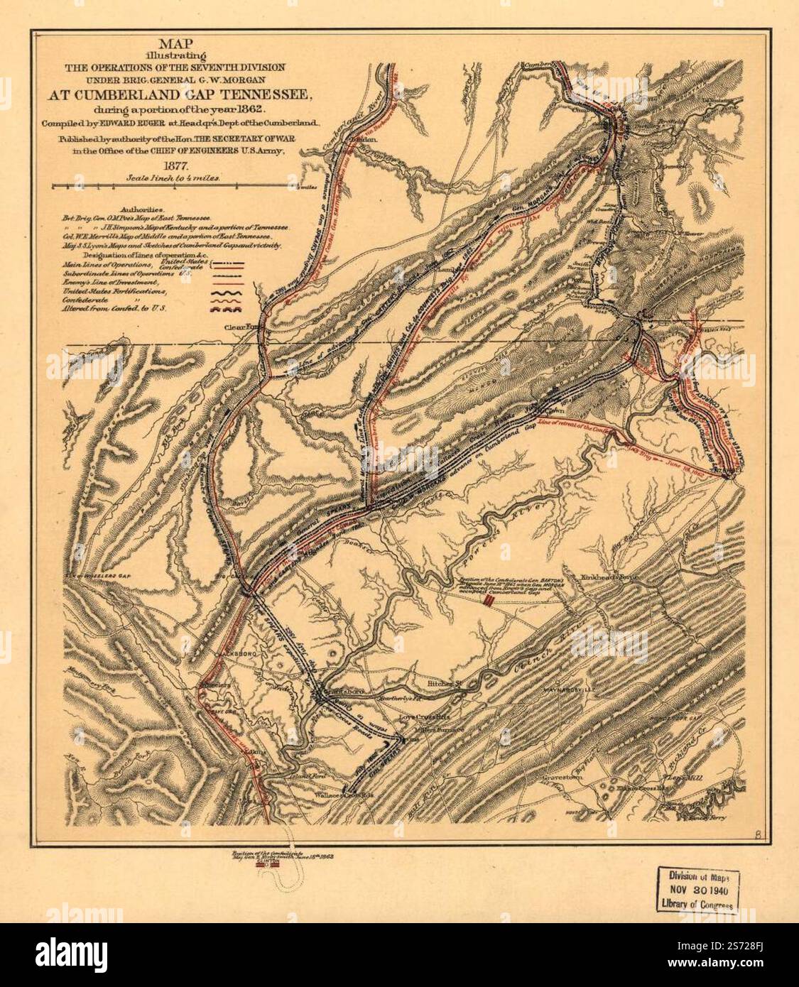 Map illustrating the operations of the Seventh Division under Brig ...