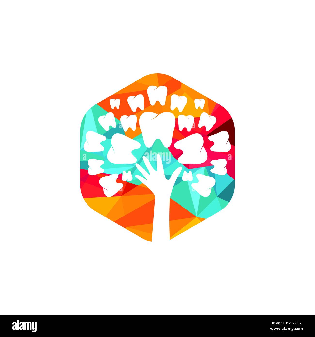 Dental care vector logo template. Teeth and hand tree icon design Stock ...