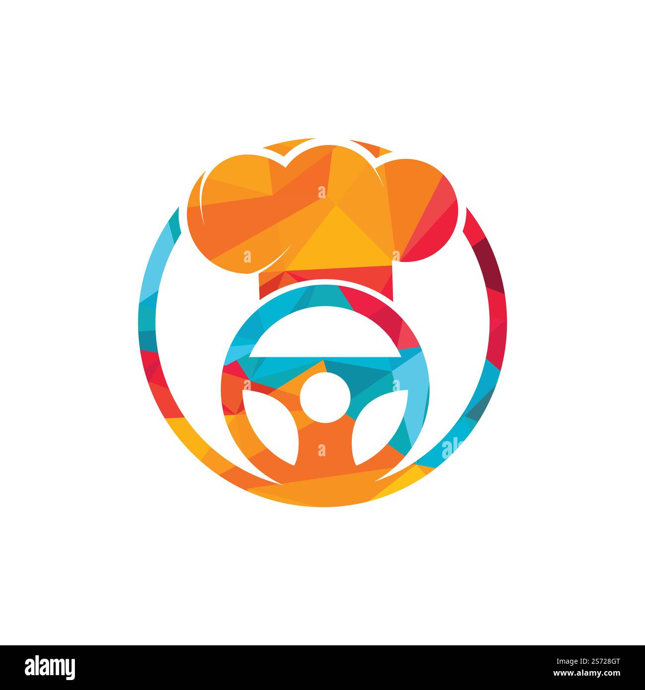 Food delivery catering vector logo design. Steering wheel and chef hat ...