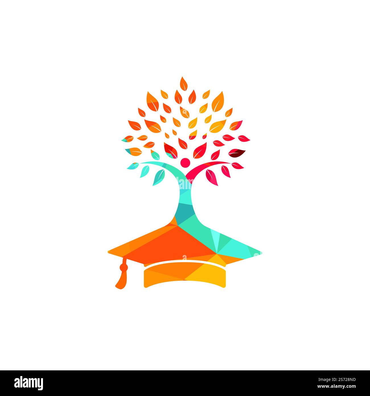 Education insurance and support logo concept. Graduation cap and human ...