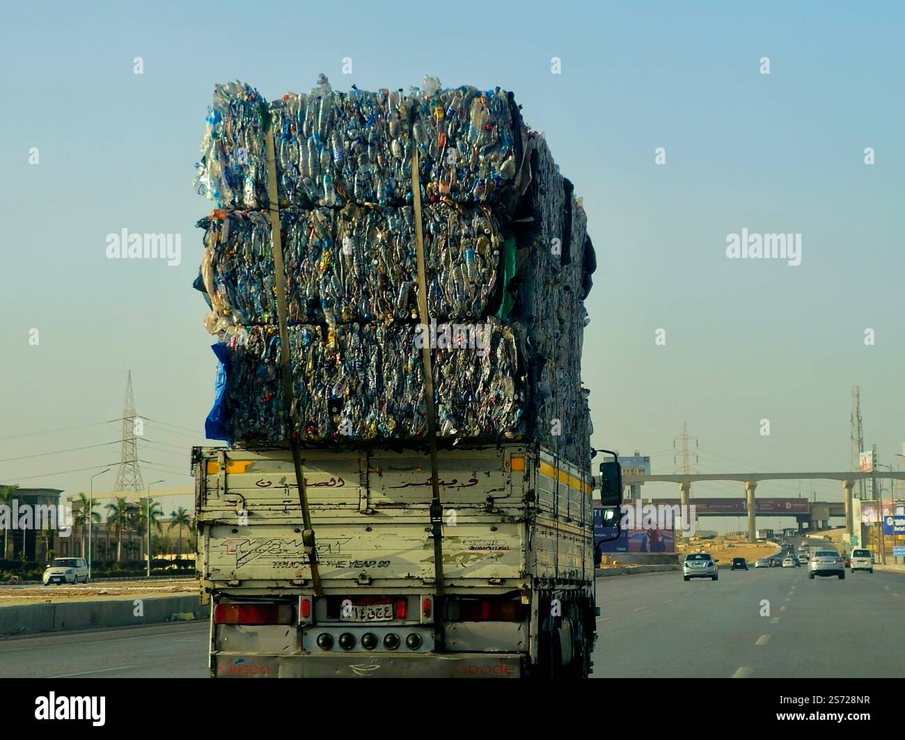 Giza, Egypt, December 27 2024: a truck with collected garbage of ...