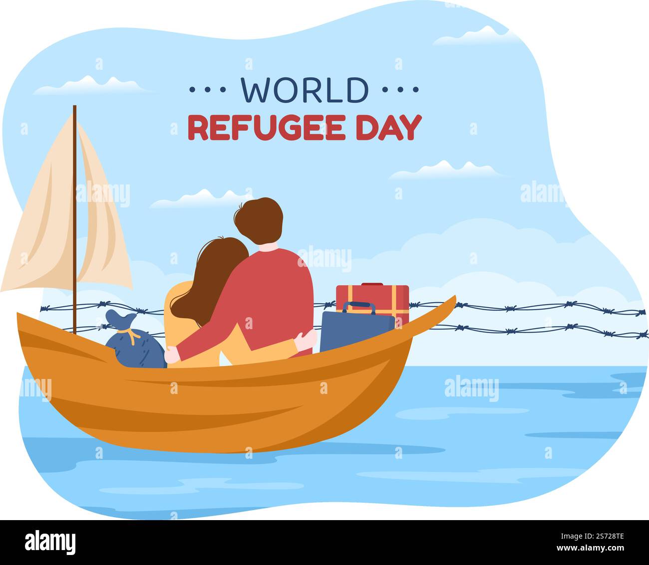 World Refugee Day Template Hand Drawn Cartoon Flat Illustration with ...