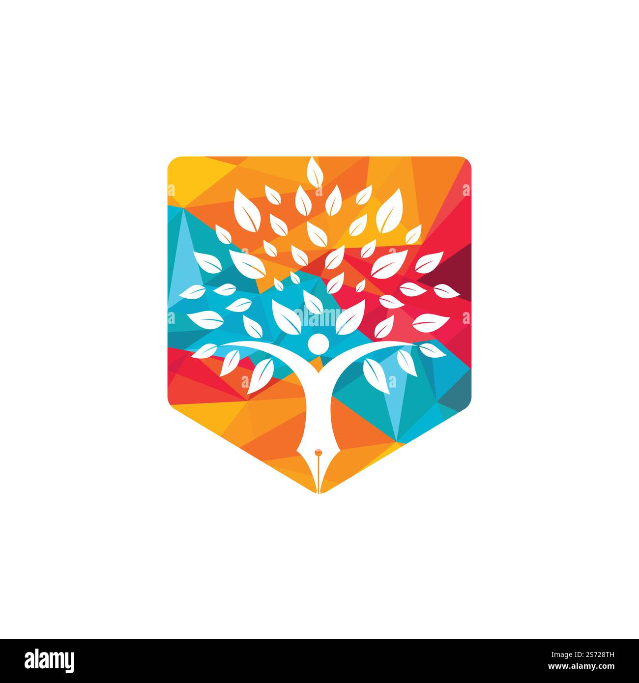 Education insurance and support logo concept. Pen and human tree icon ...