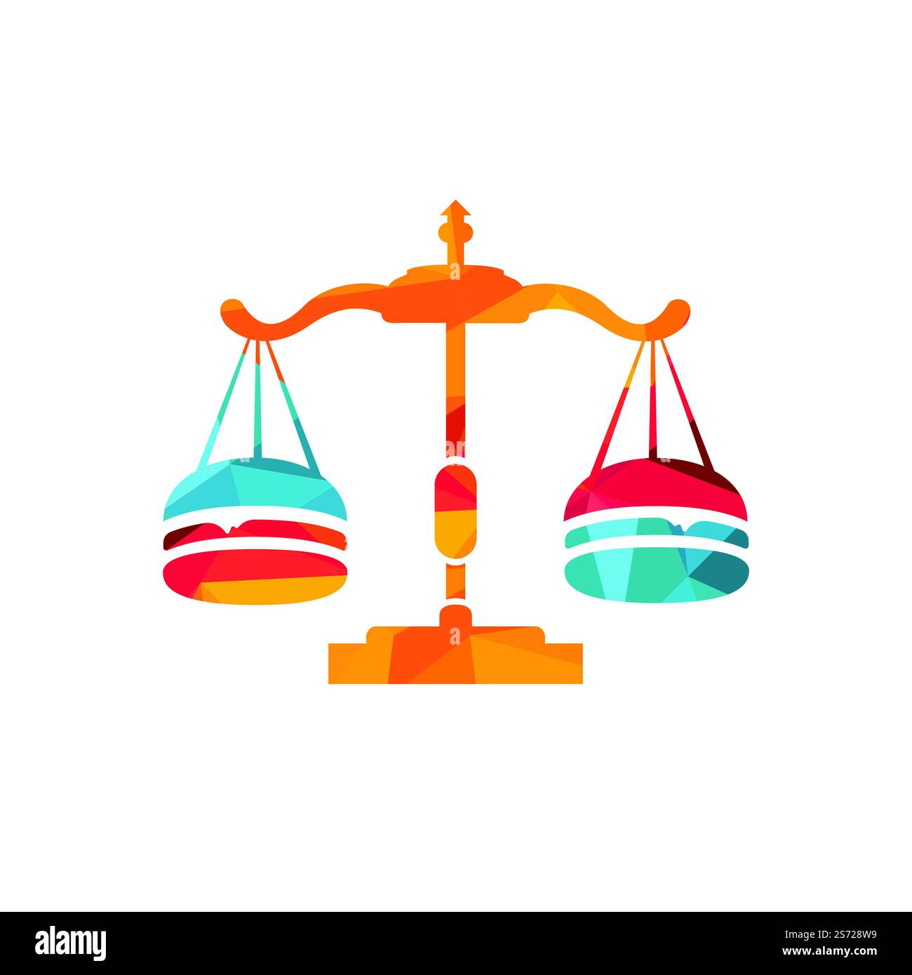 Food law vector logo design template. Law balance and burger icon ...