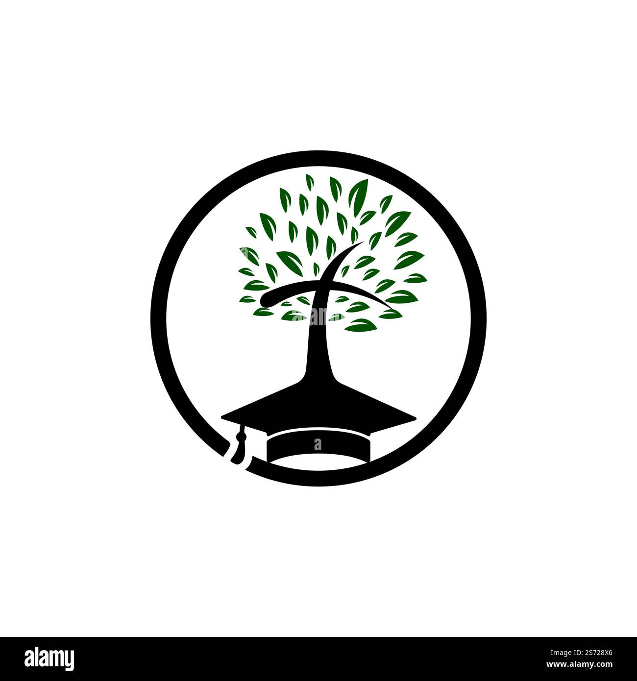 Education church vector logo design. Graduation cap and cross tree icon ...