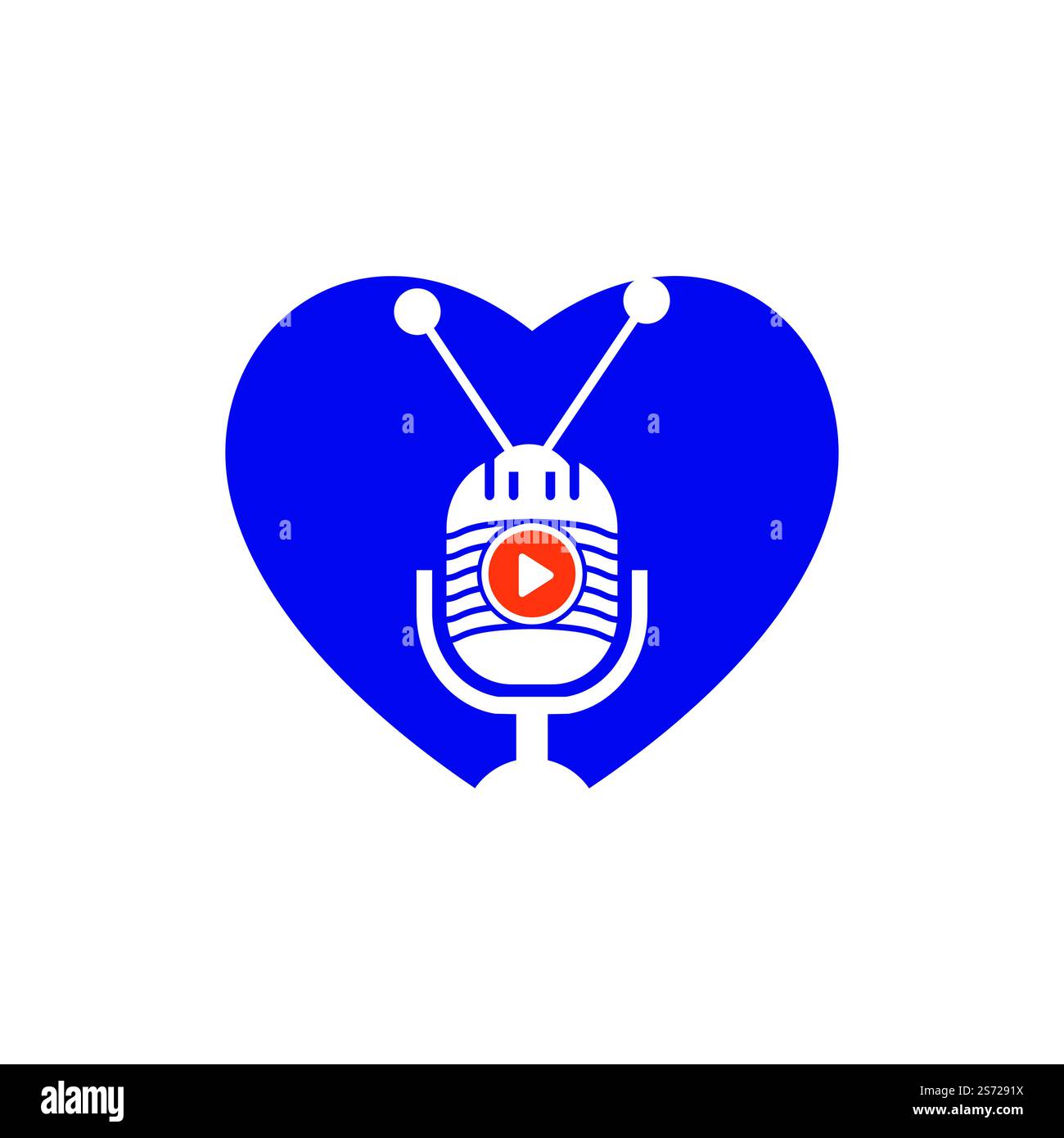 TV podcast vector logo design. Podcast mic and tv with heart icon ...