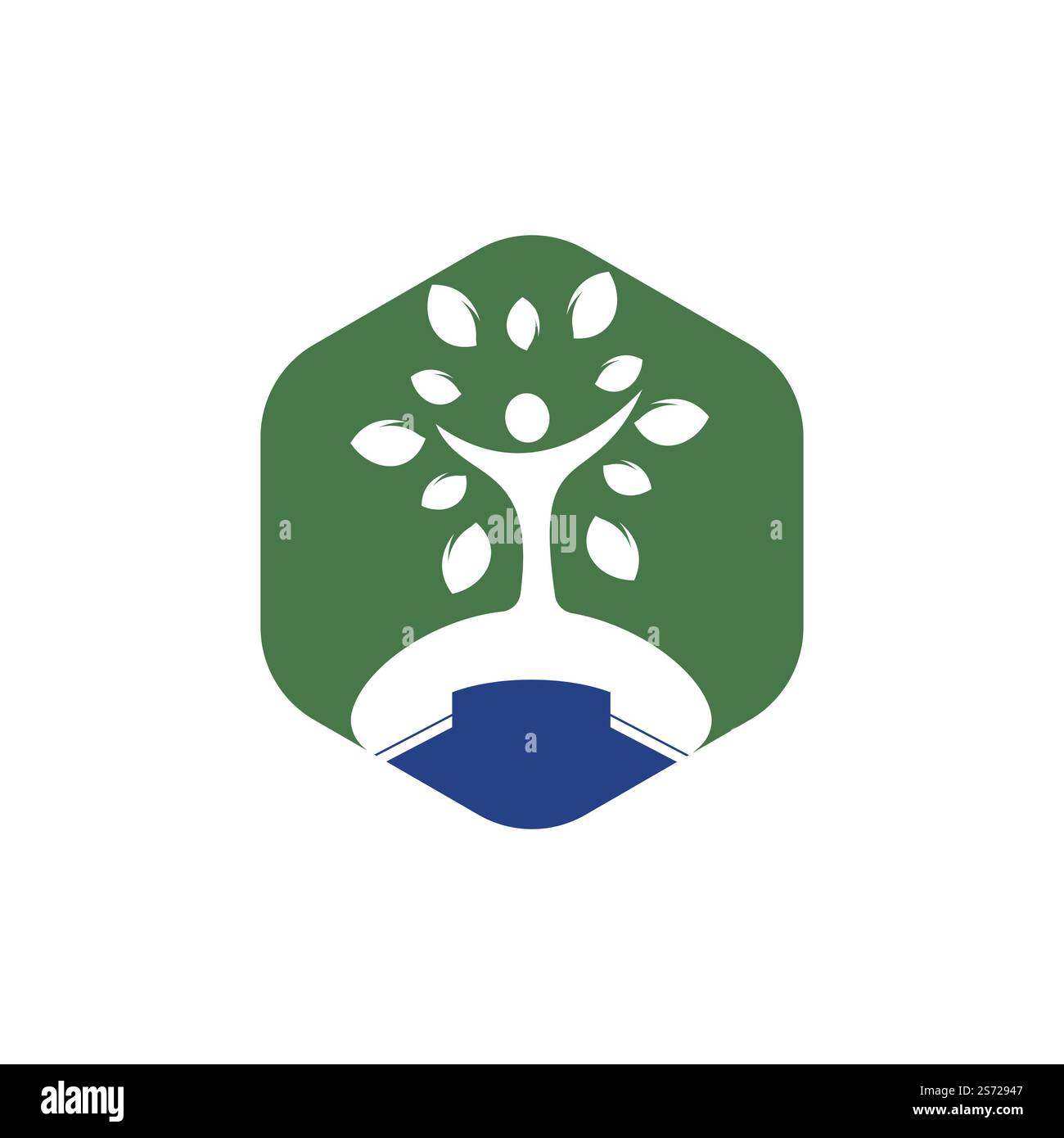 Nature call vector logo design. Handset and human tree icon design ...