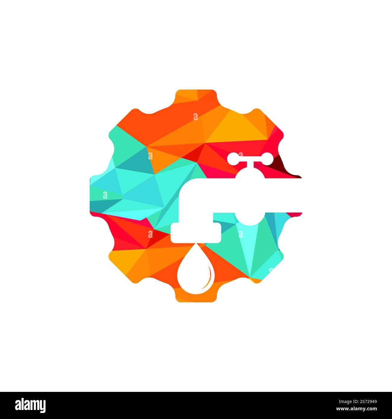 Plumbing symbol vector design business template. Water faucet with gear ...