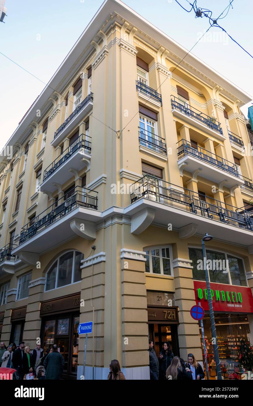 Athens, Greece, Eclecticist building from the 1920s in the city center ...
