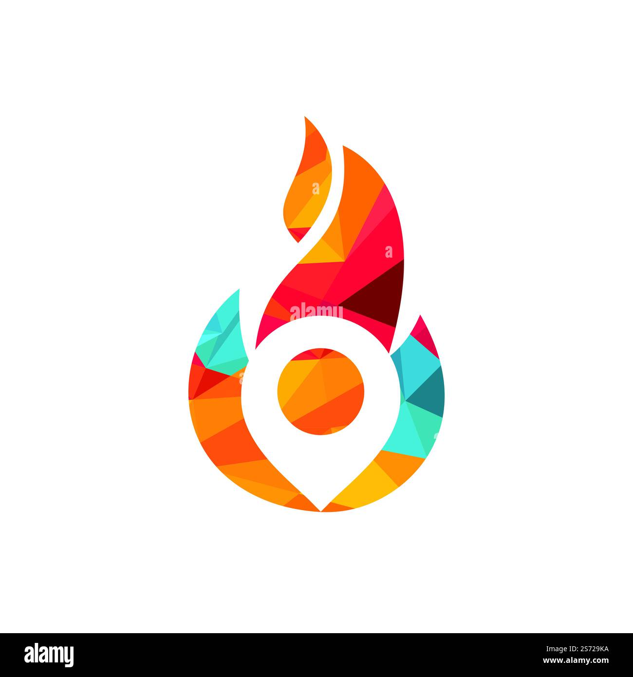 Fire pin vector logo design template. Fire location logo design concept ...