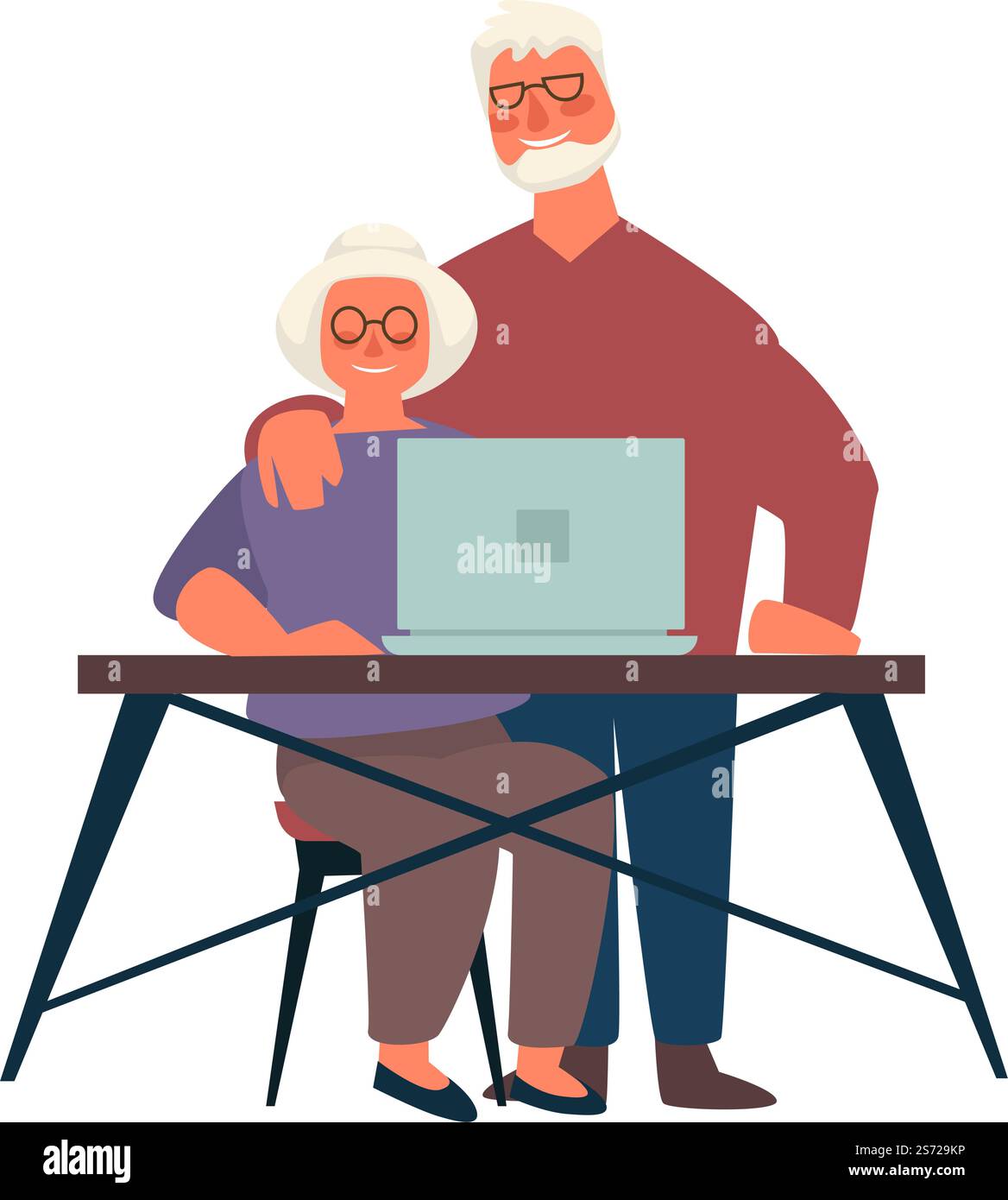 Retired man and woman sitting by laptop, isolated grandmother and ...