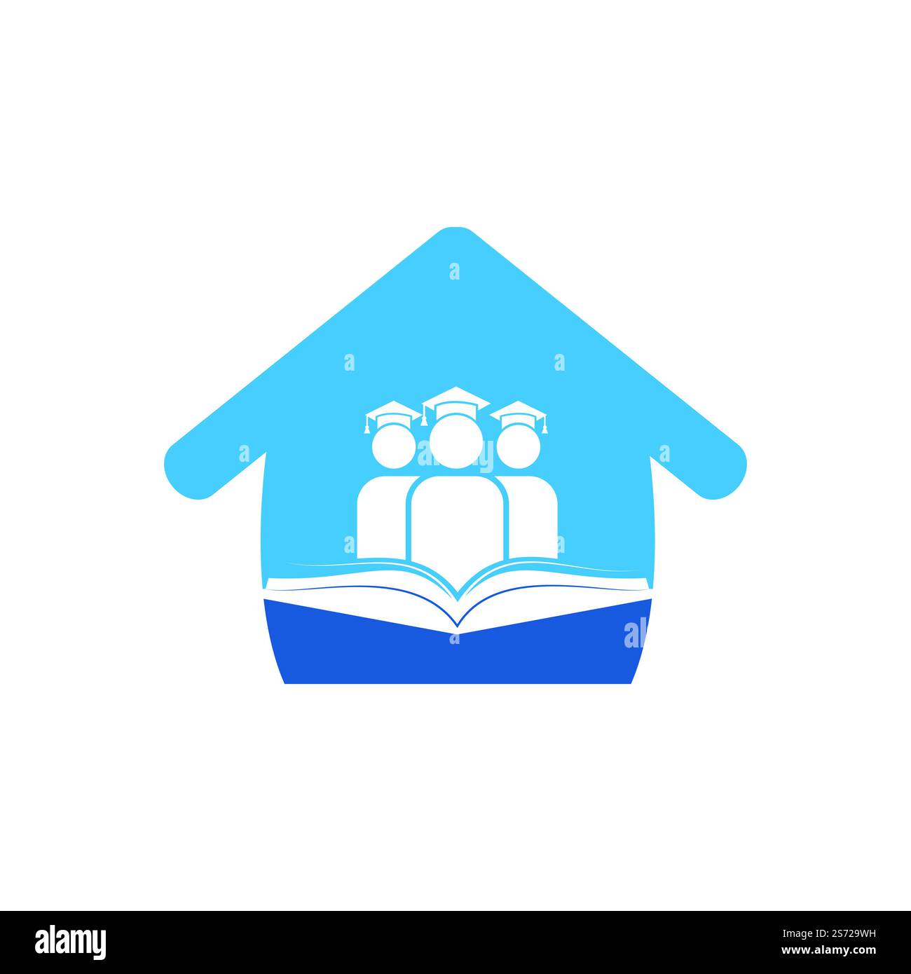 Education and learning vector logo design. Students and book with home ...