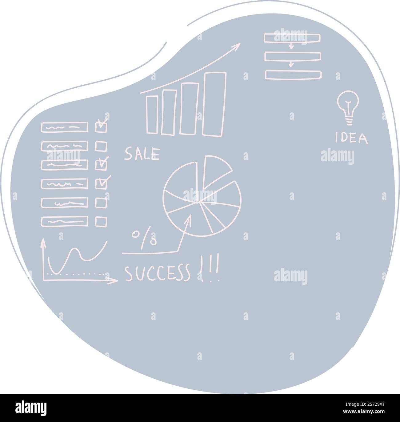 Blackboard with pie diagrams, charts and mathematics formulas ...
