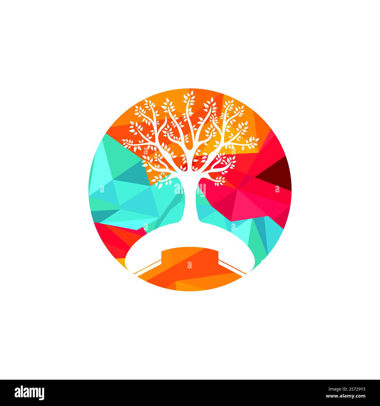 Nature call vector logo design. Handset tree icon design template Stock ...