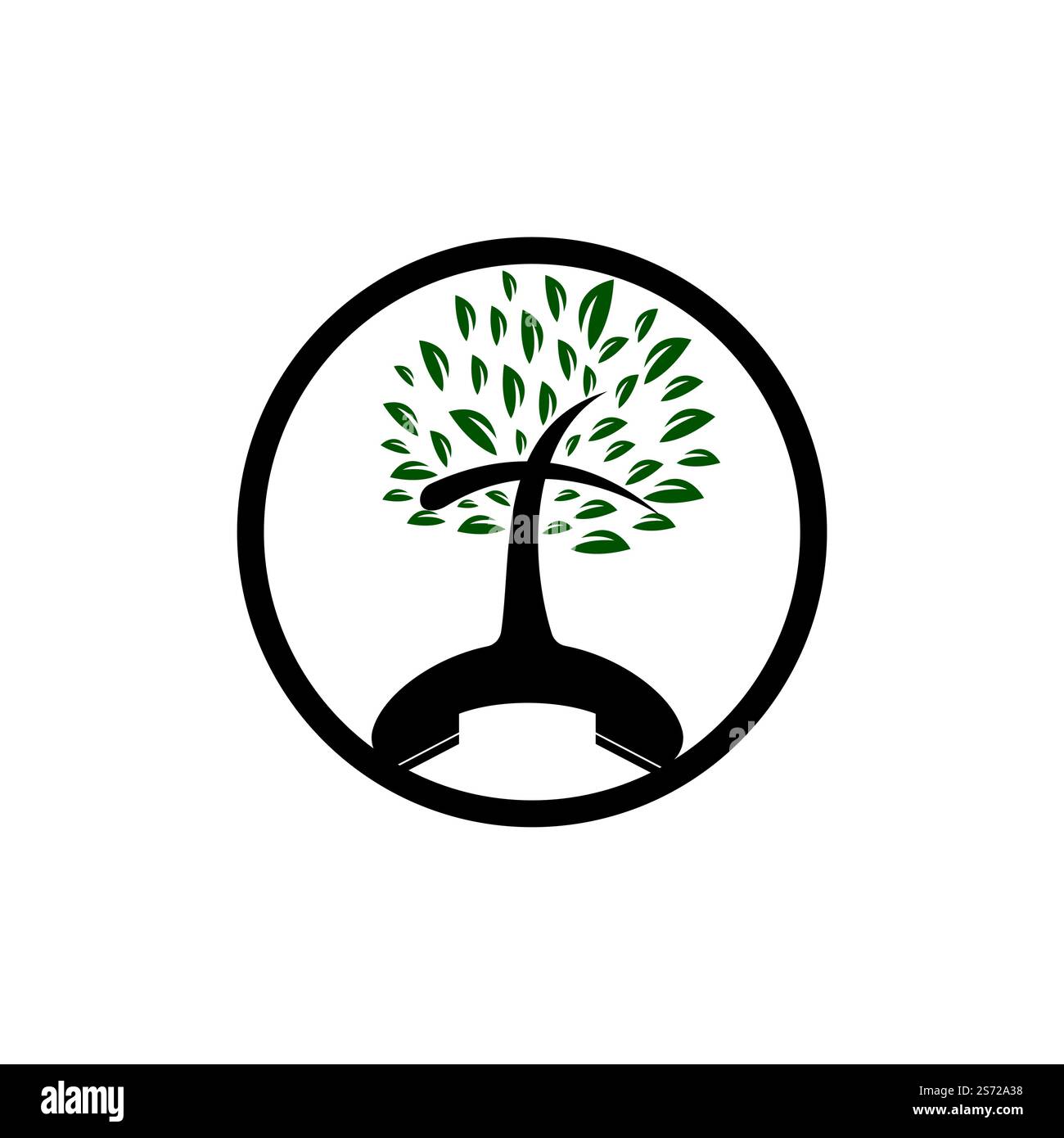 Church call logo concept. Handset and church tree vector logo design ...