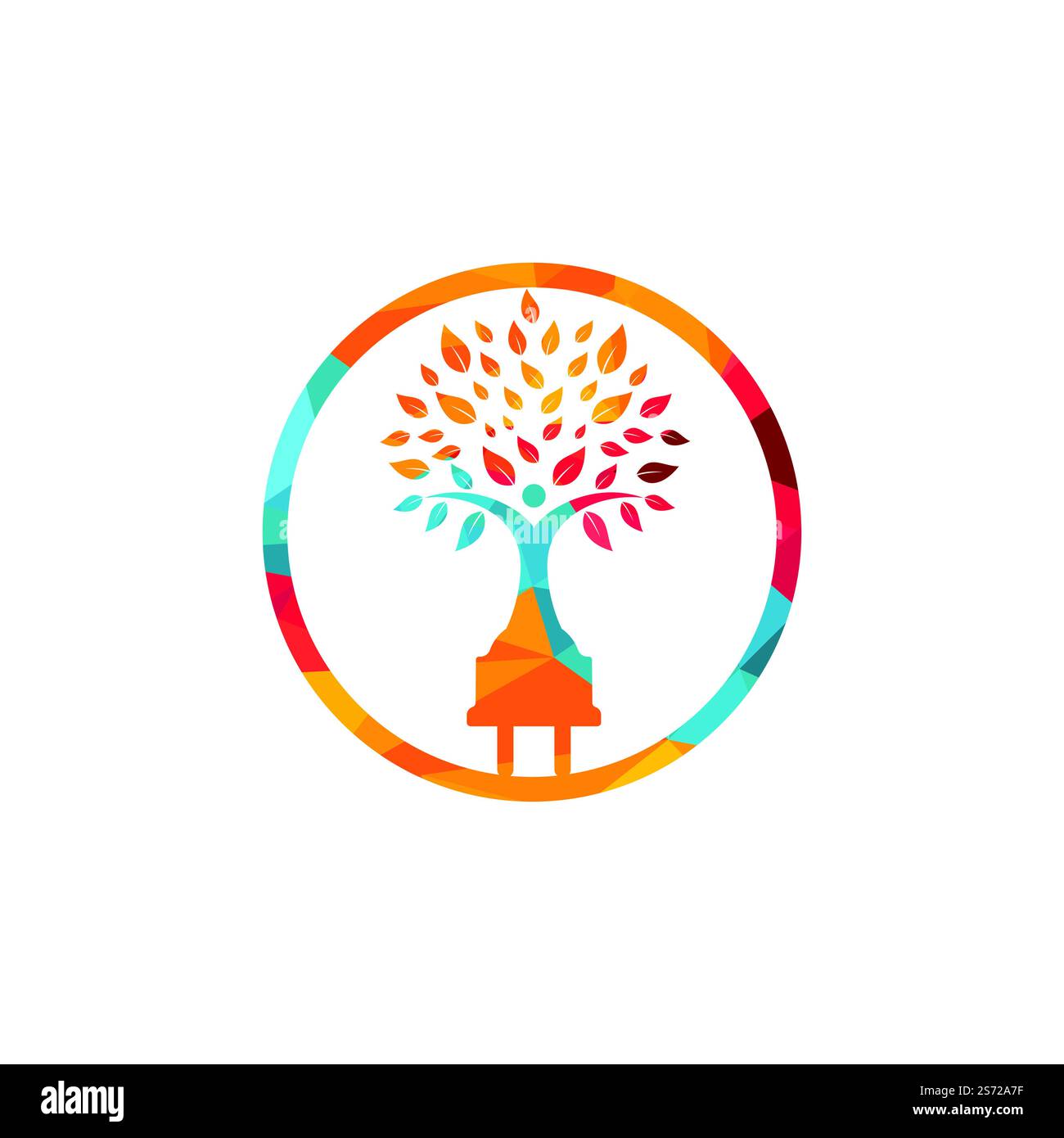 Electric cord and human tree vector logo design. Green energy ...