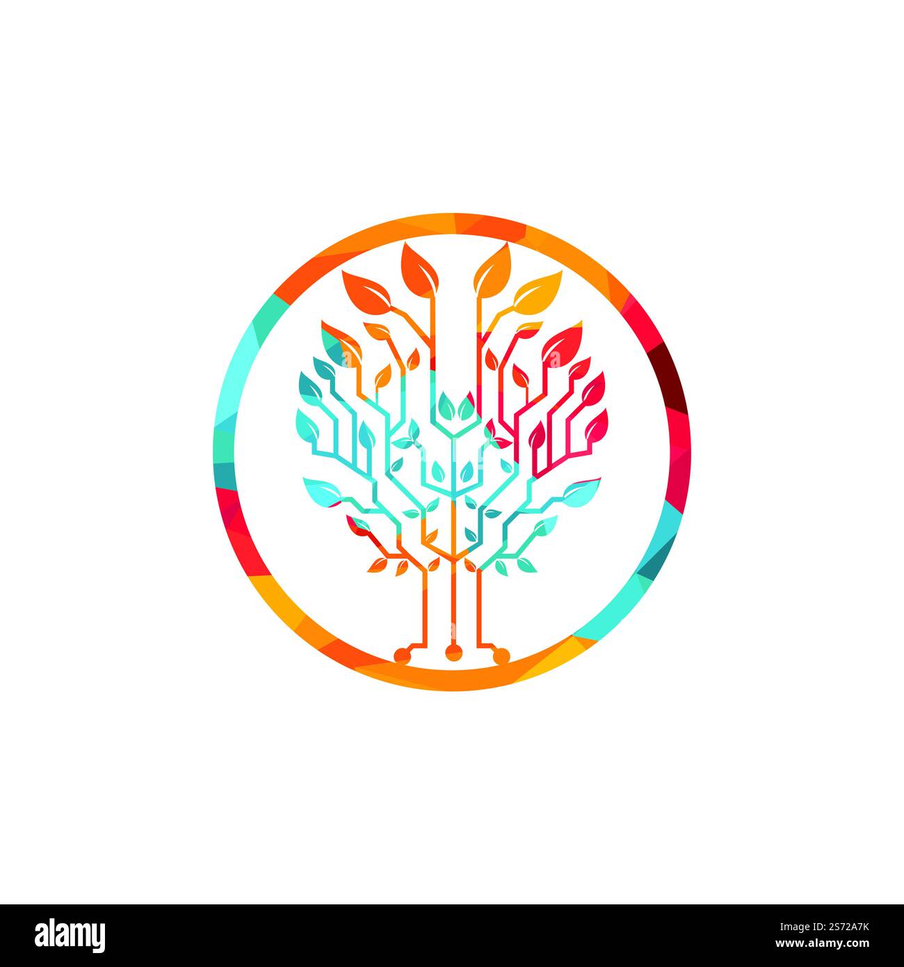 Tech tree vector logo design template. Connecting network tree icon ...
