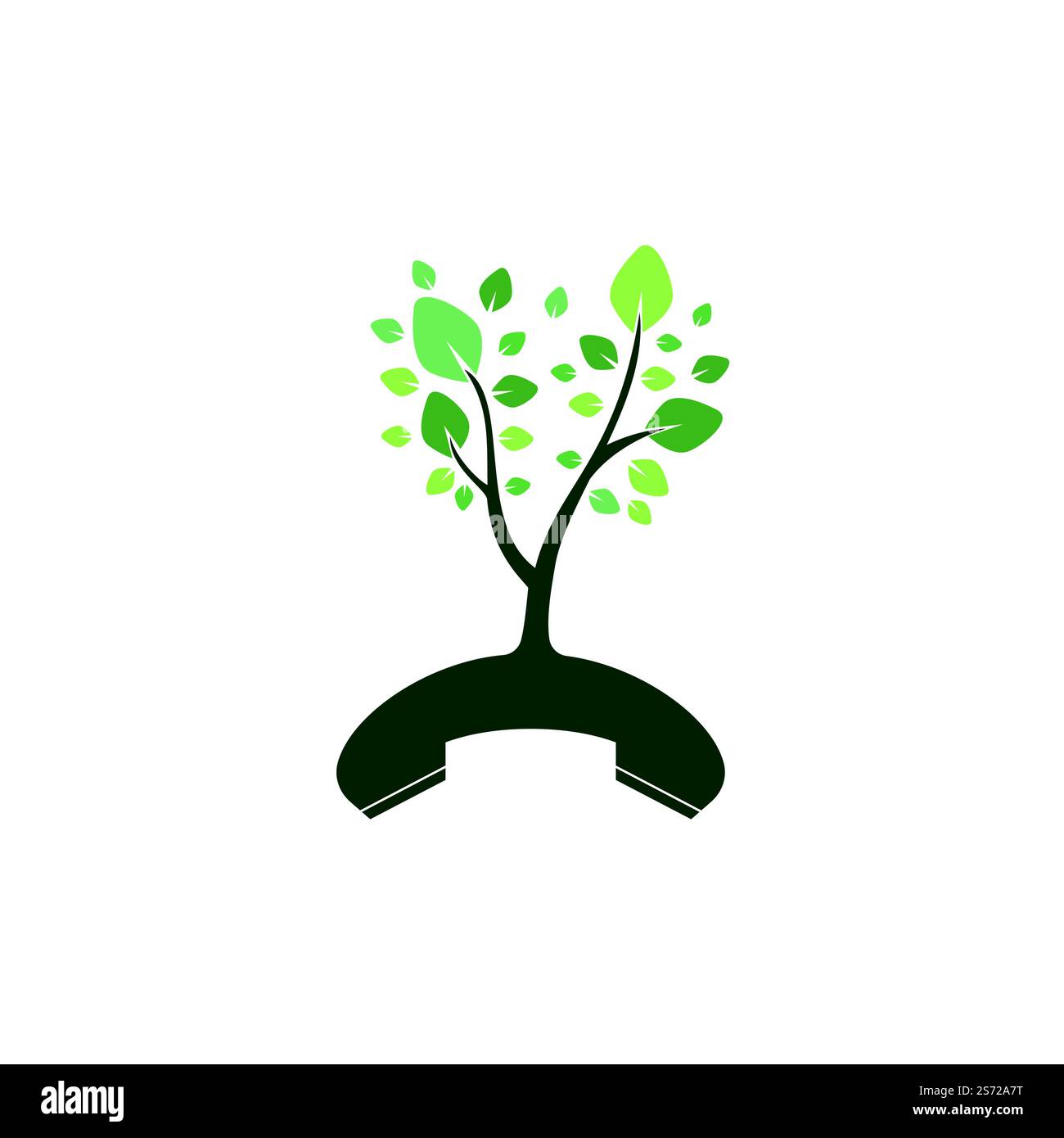 Nature call vector logo design. Handset tree icon design template Stock ...