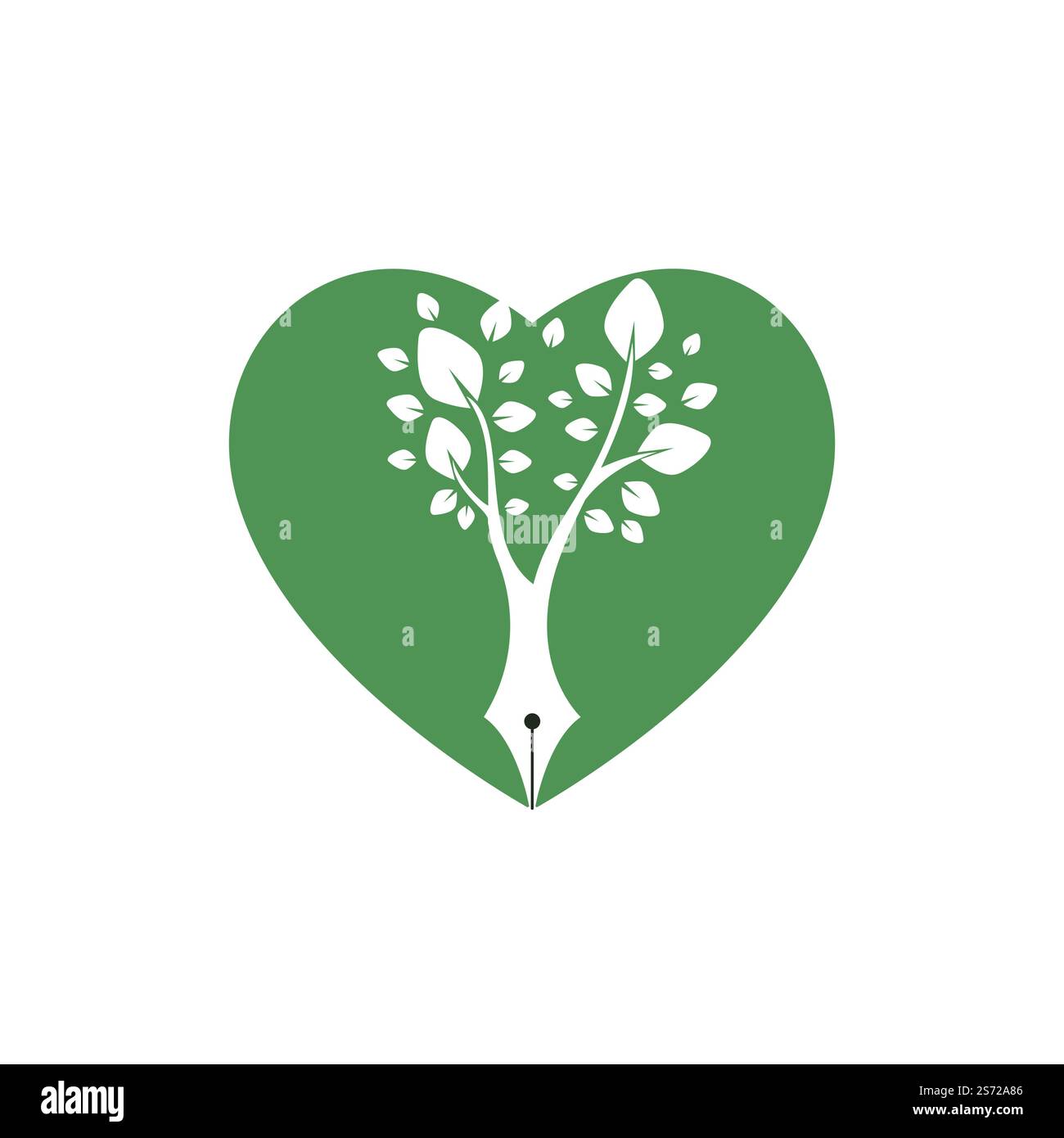 Tree pen vector logo design template. Writer love and nature logo ...