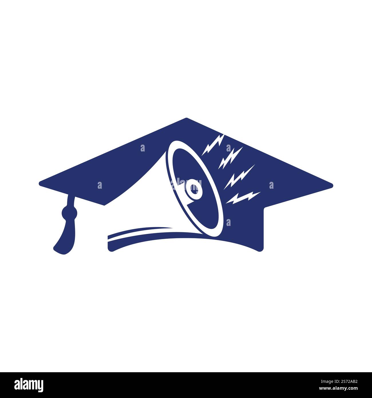 Megaphone with graduation cap vector icon design. Marketing education ...