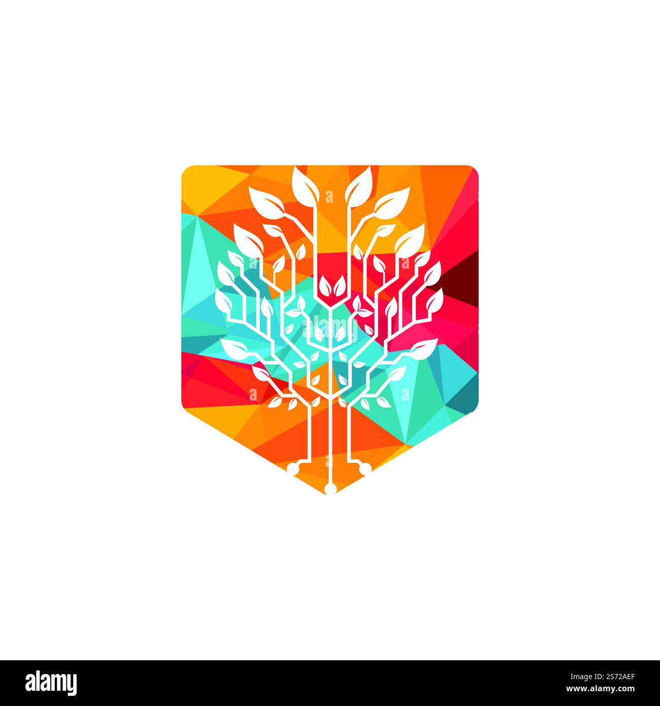 Tech tree vector logo design template. Connecting network tree icon ...