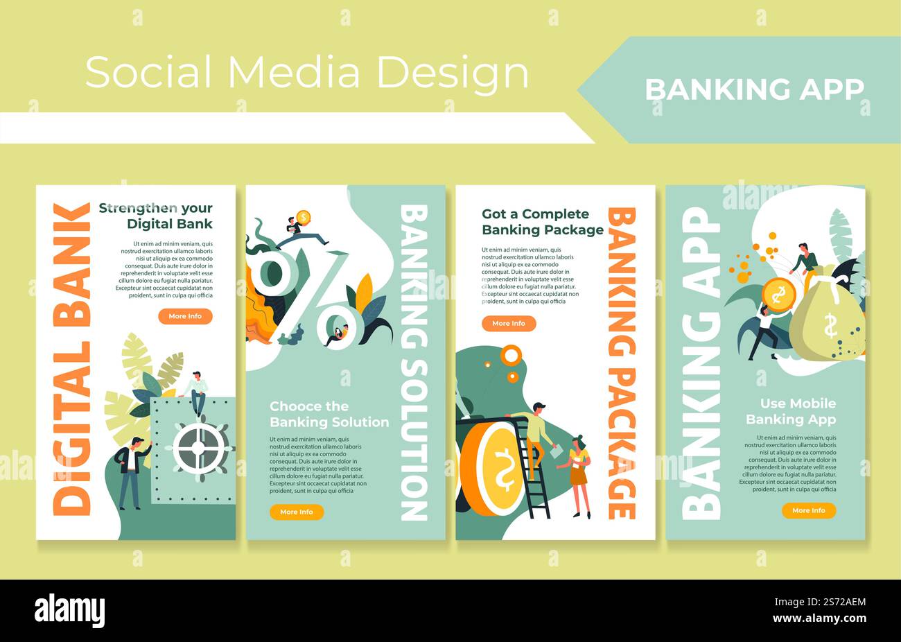 Digital banking application social media set. Story collection online ...