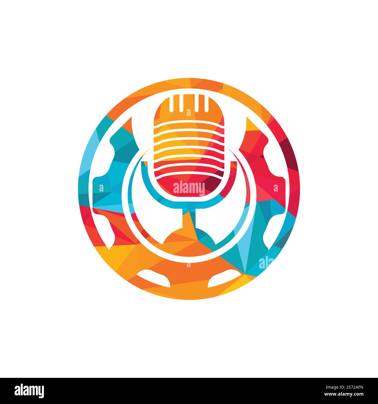 Gear podcast vector logo design template. Cog wheel and mic icon design ...