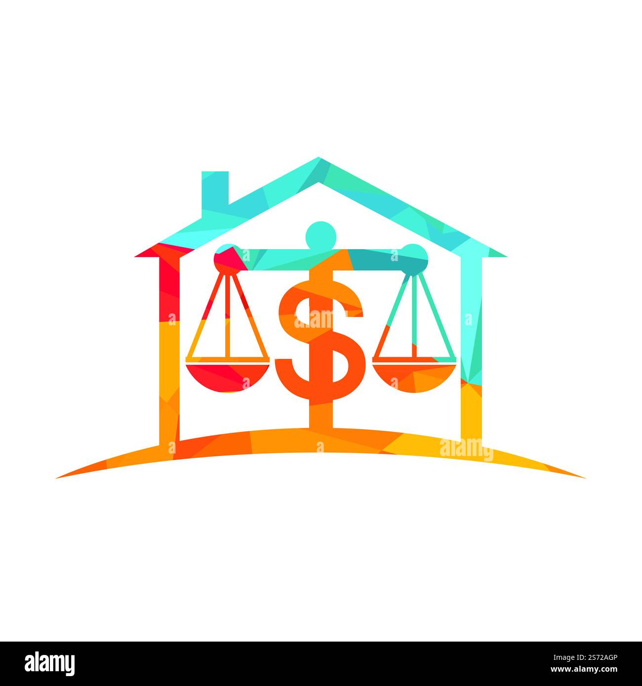 Money scale vector logo design. Finance concept. Logotype scale house ...
