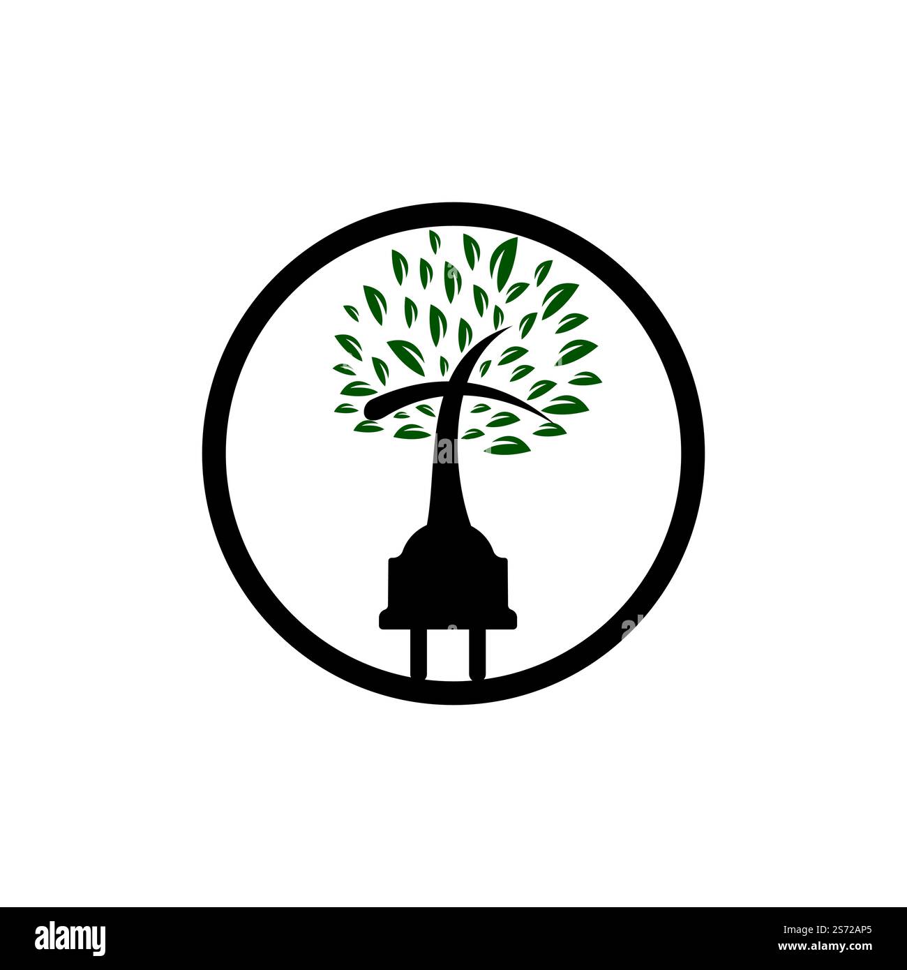 Tech church logo concept. Cord and church tree icon logo design Stock ...