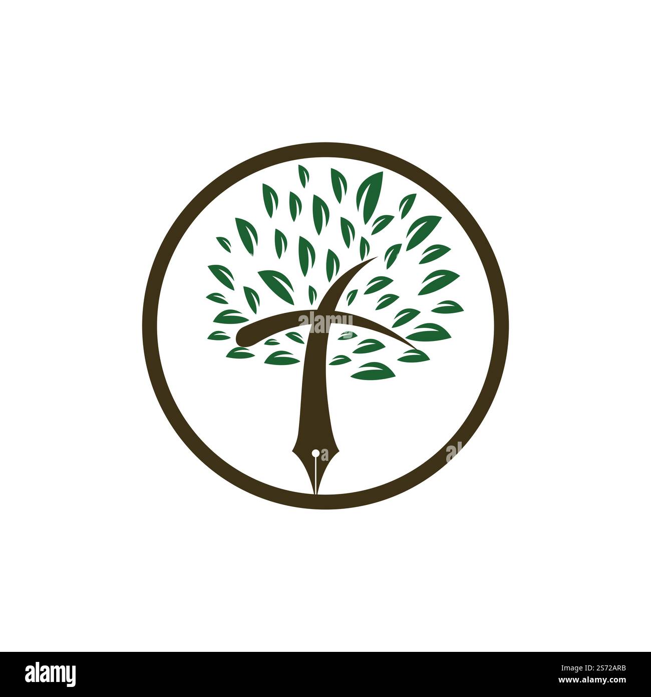 Tree pen and cross vector logo design template. Bible learning and ...
