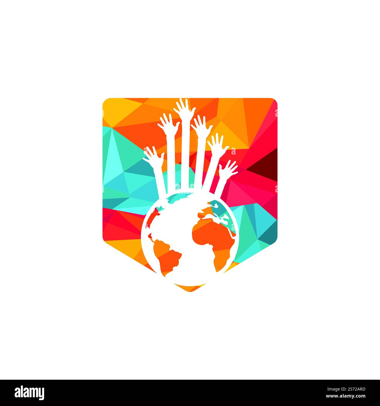 World hands vector logo design template. World support logo concept ...