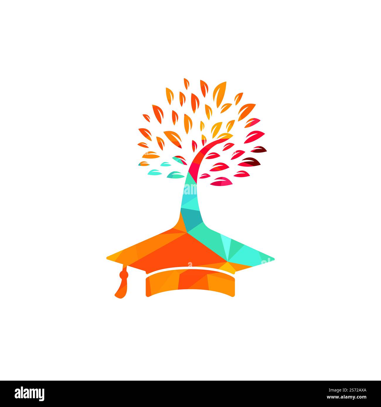 Creative modern nature Education logo design. Graduation cap and tree ...