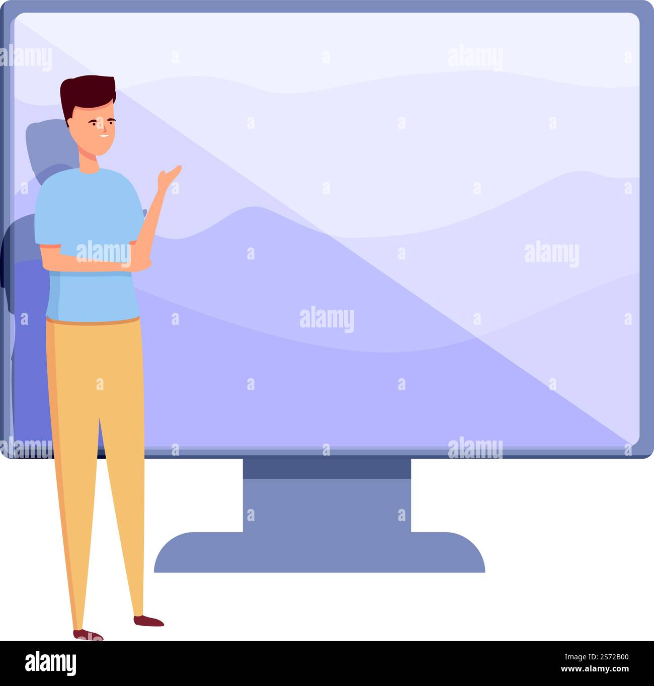 Tv virtual tour icon cartoon vector. House gallery. Museum online. Tv ...