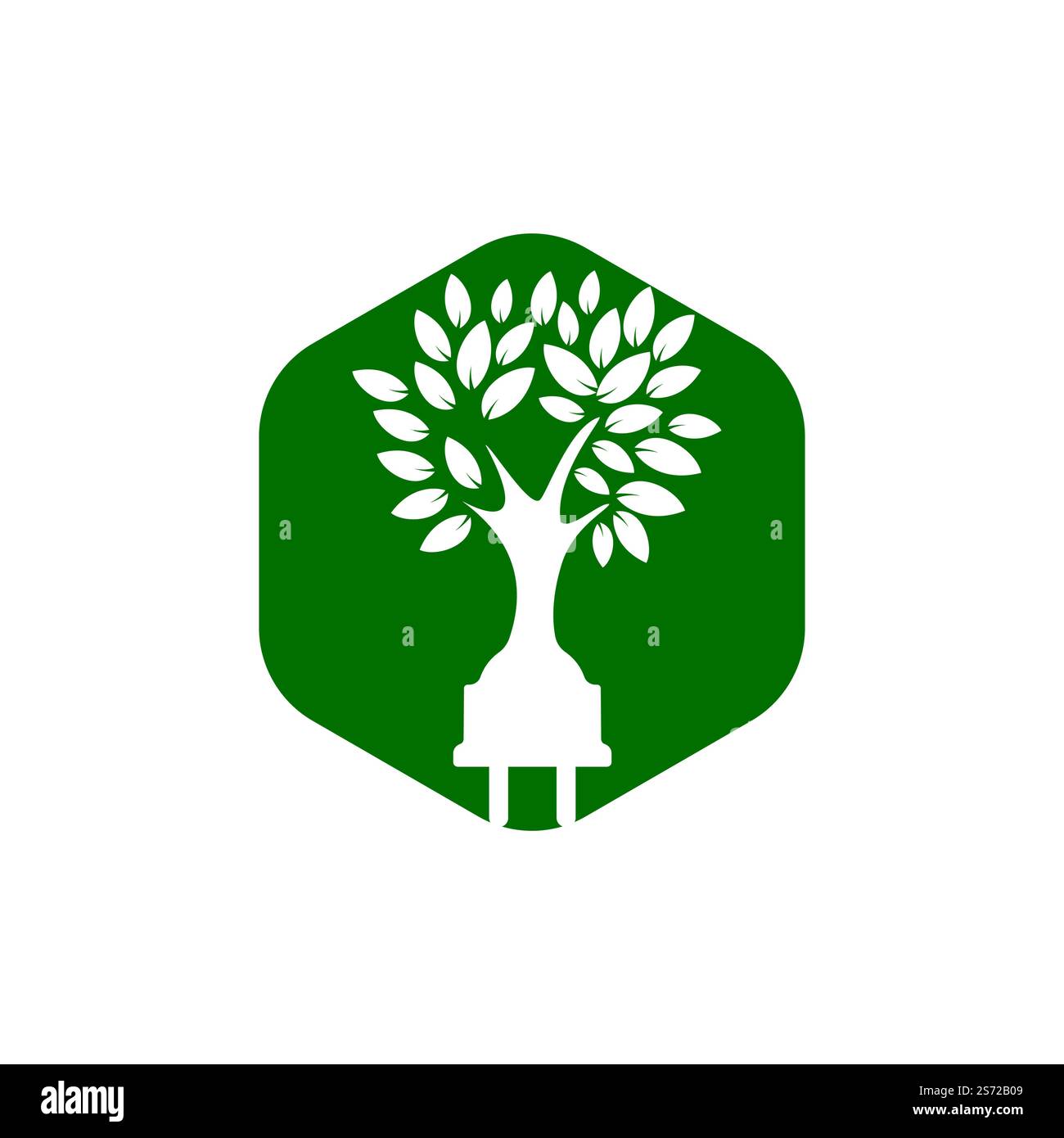 Green energy electricity logo concept. Electric plug icon with tree ...