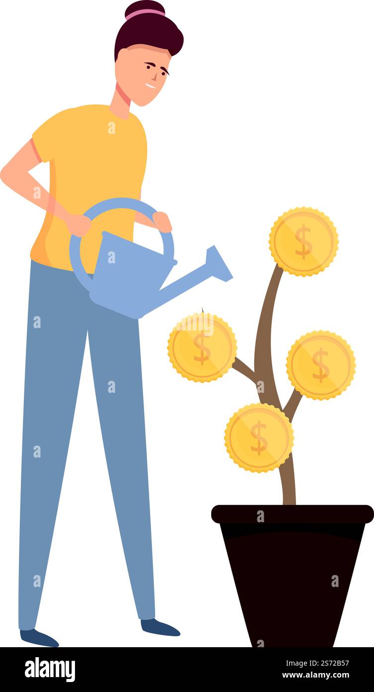 Passive income icon cartoon vector. Business money. Computer work ...