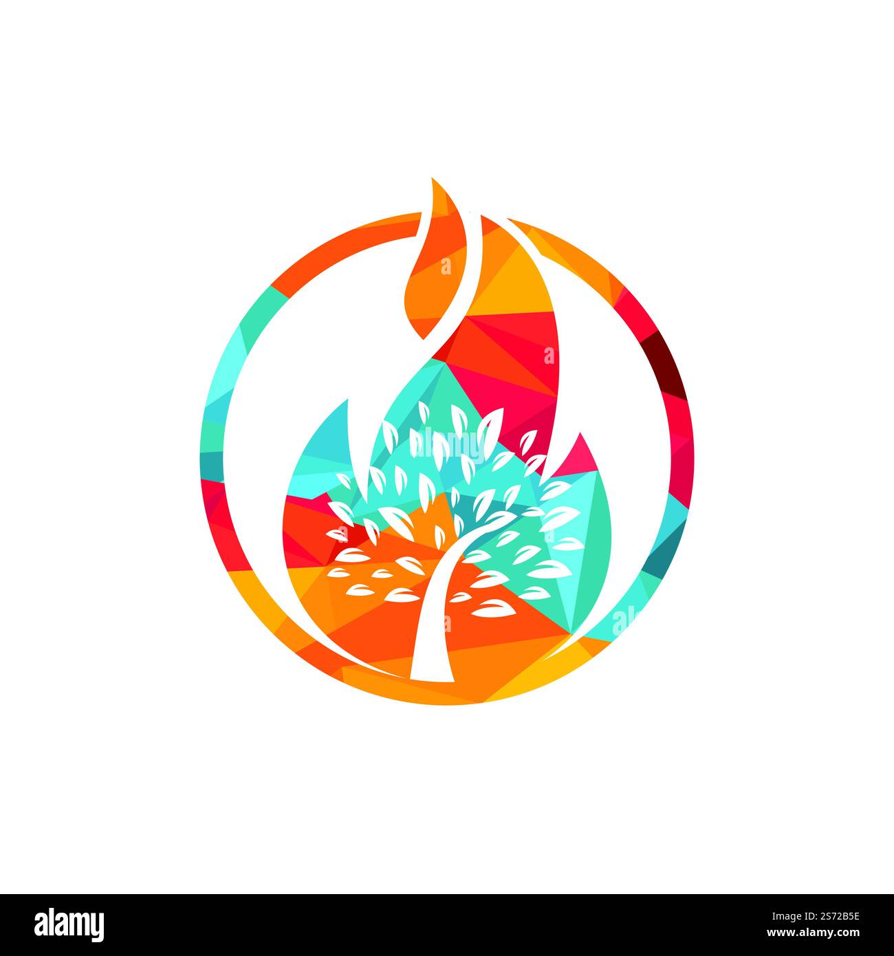 Fire tree vector logo design template. Flame nature icon logo concept ...