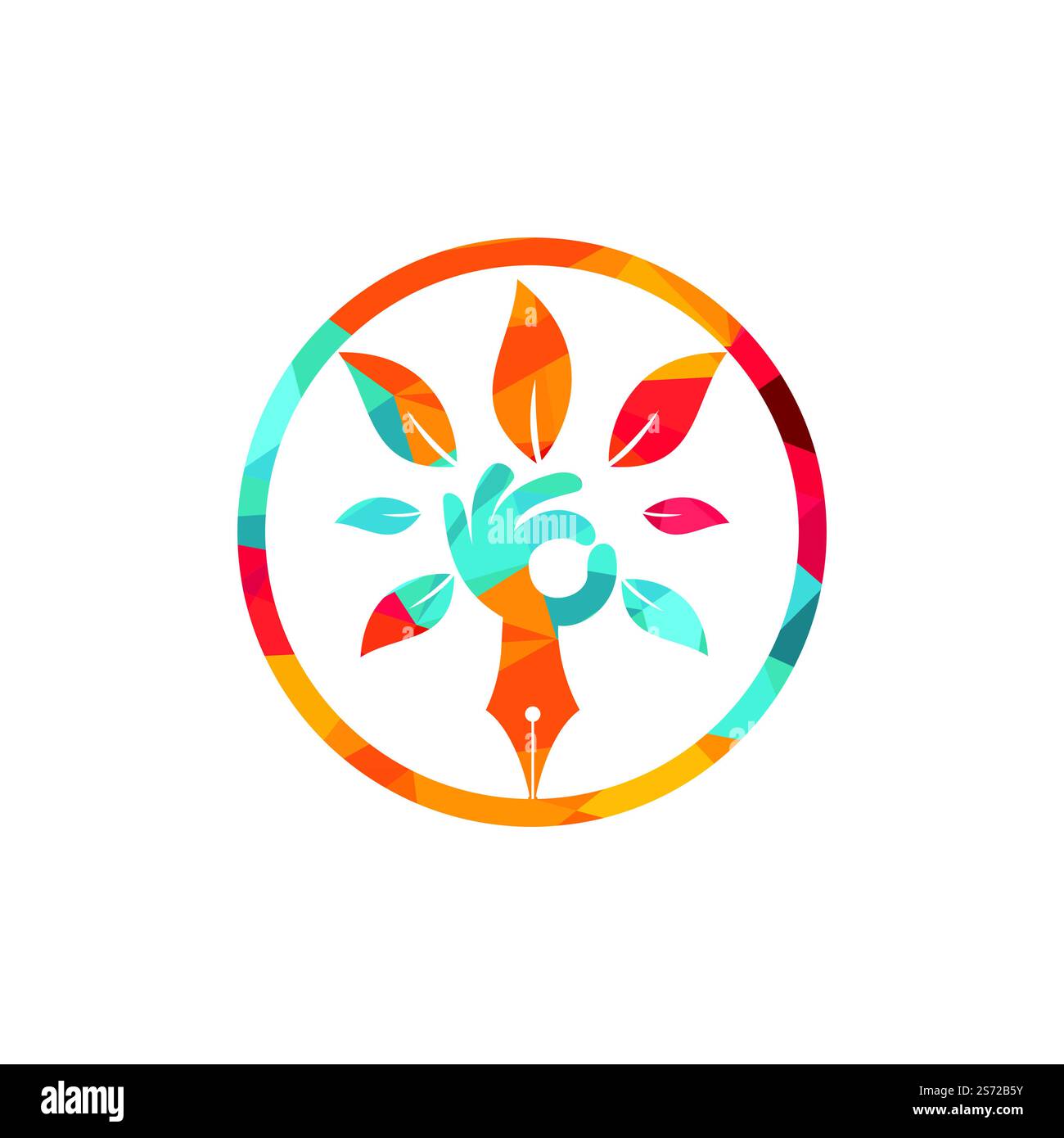 Education insurance and support logo concept. Pen and hand tree icon ...