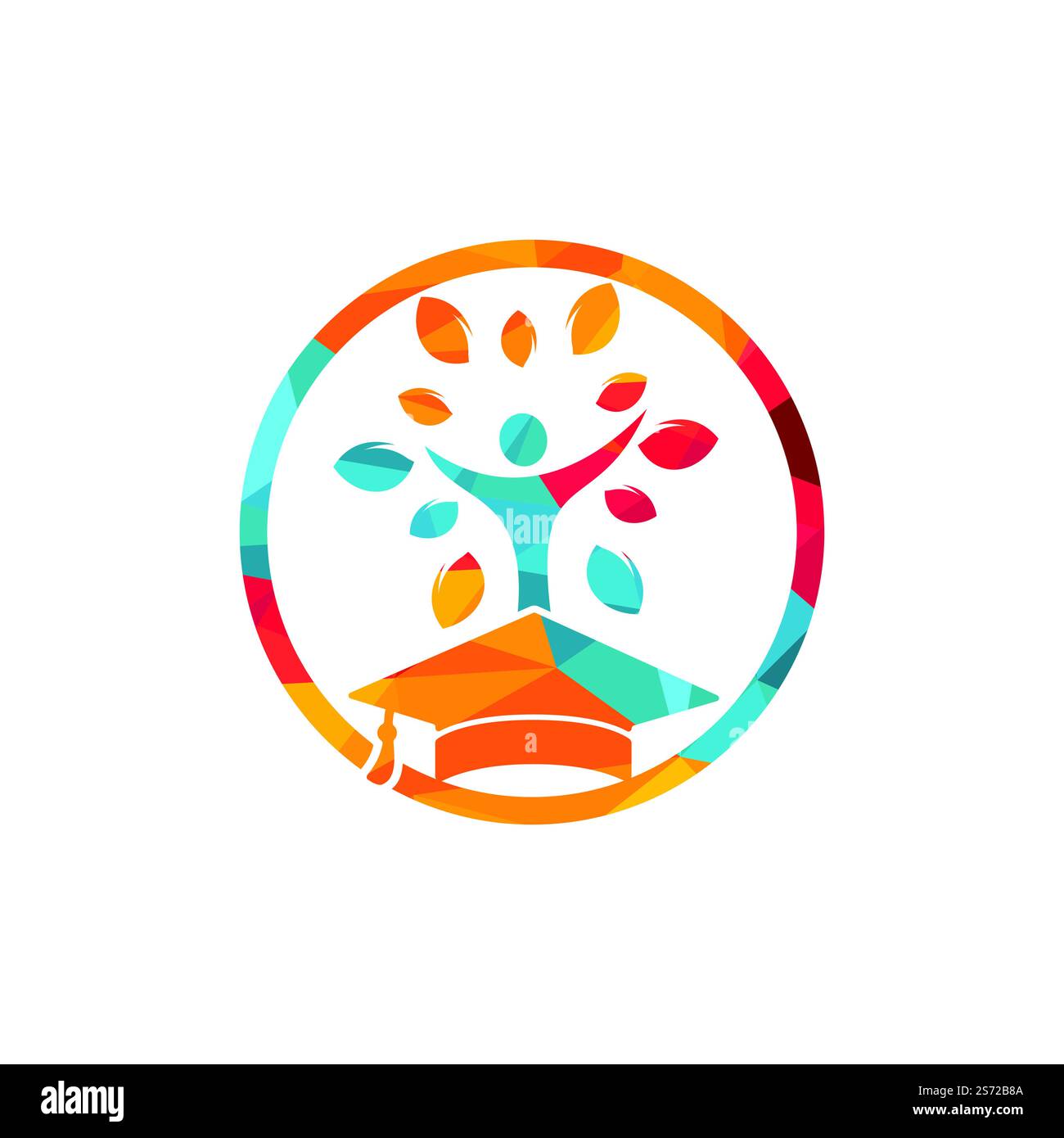 Education insurance and support logo concept. Graduation cap and human ...