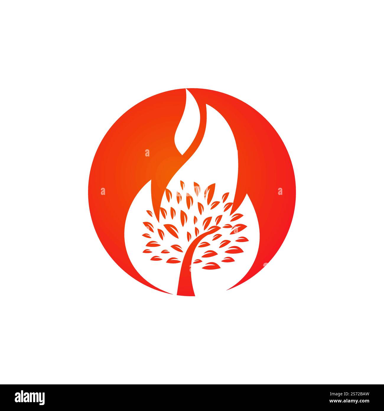 Fire tree vector logo design template. Flame nature icon logo concept ...