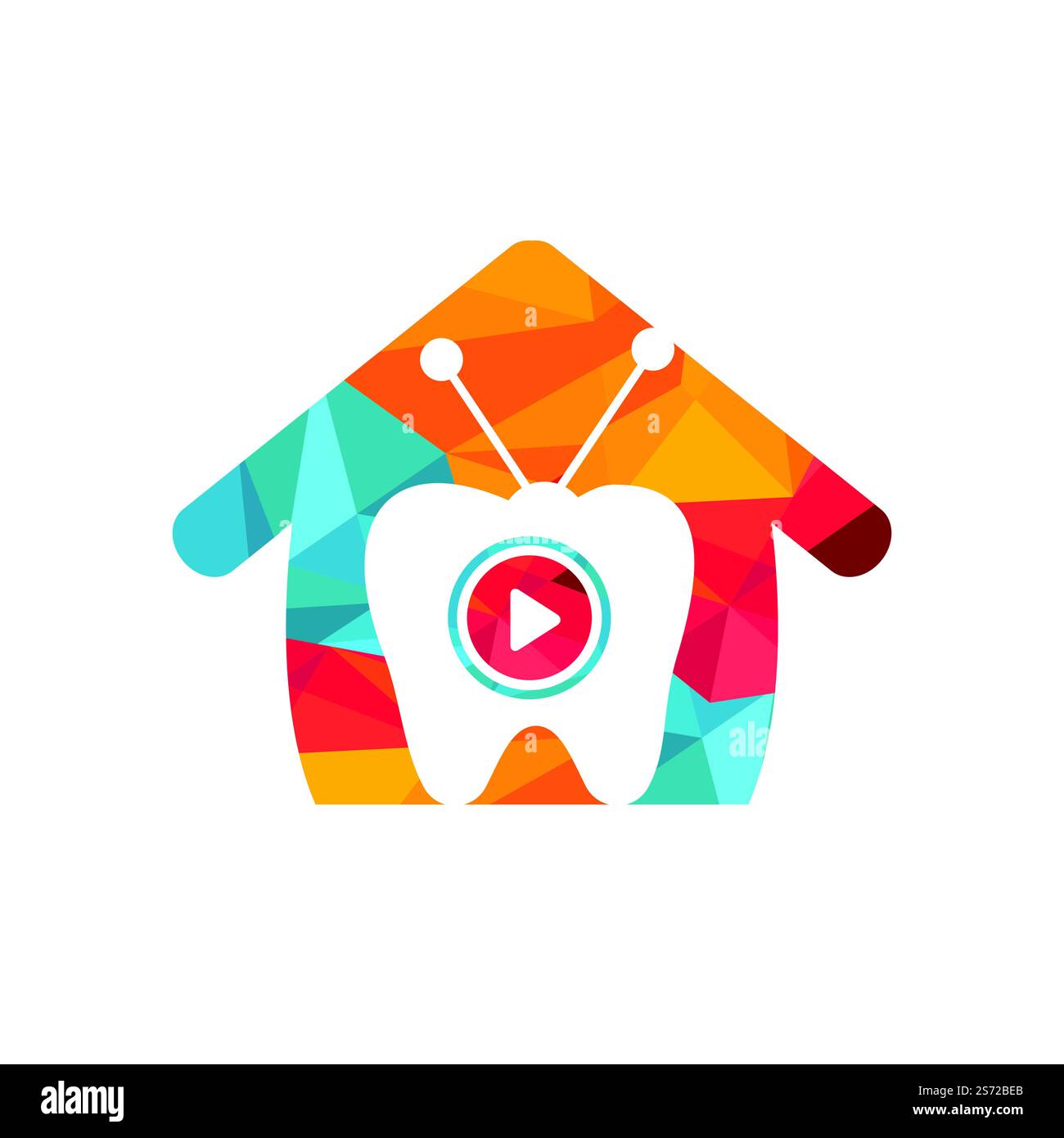 Dental tv vector logo design template. Tooth and television with home ...