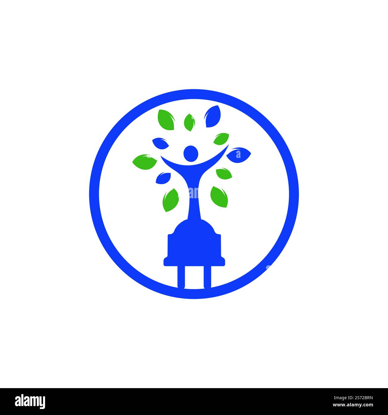 Electric cord and human tree vector logo design. Green energy ...