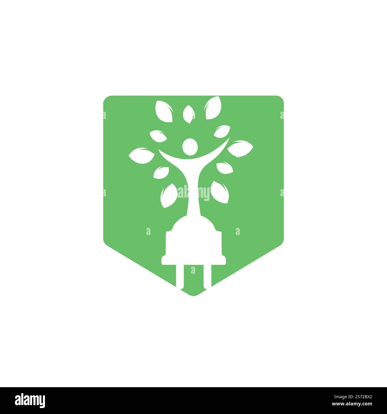 Electric cord and human tree vector logo design. Green energy ...